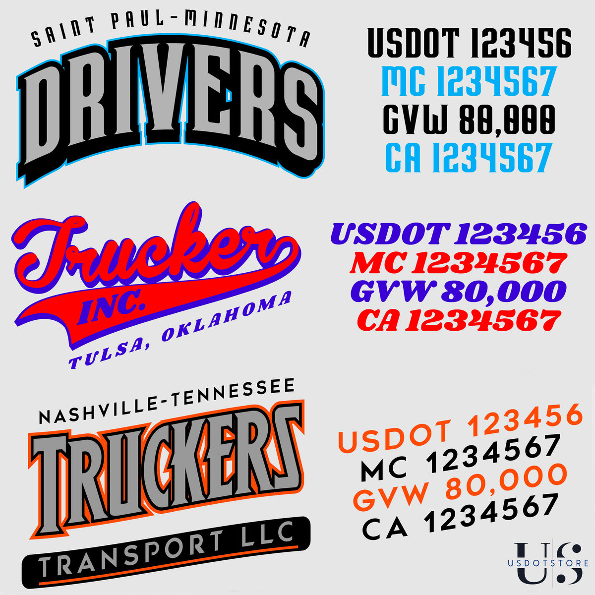 Custom Company Name with USDOT Regulation Numbers On The Side – USDOTSTORE